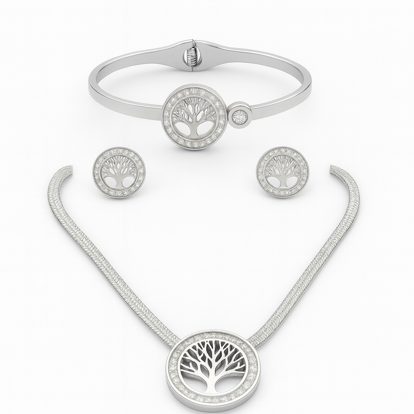 Elegant Tree of Life Silver Jewelry Set for Women – AdorableHub