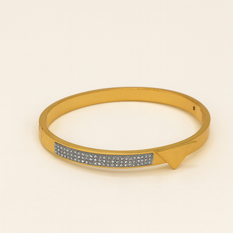 Gold-Plated Arrow Bangle with Diamond Stones – AdorableHub