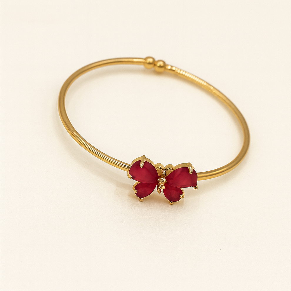 Gold-Plated Red Butterfly Bangle for Women – AdorableHub